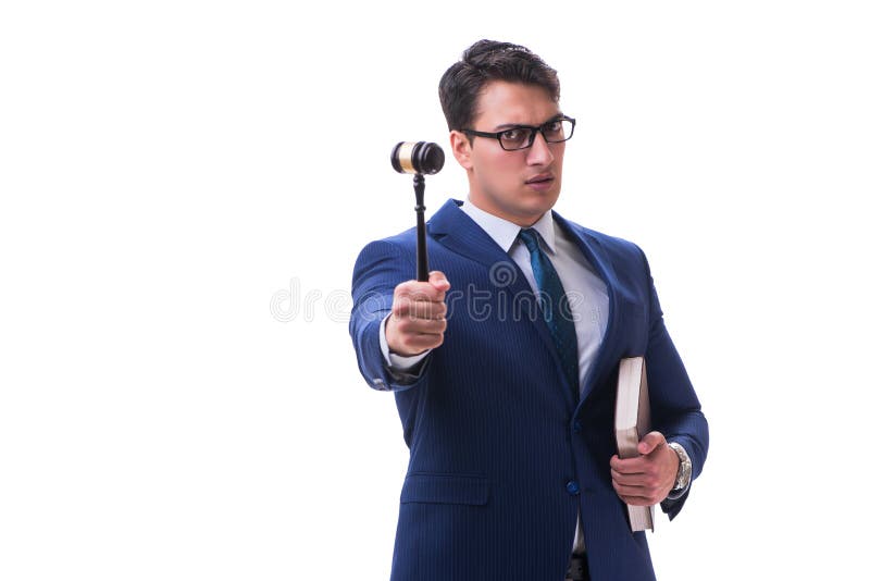 The Lawyer Law Student with a Gavel Isolated on White Background Stock ...