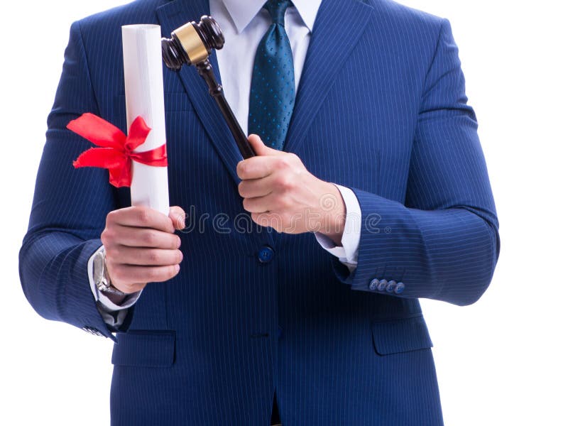 The Lawyer Law Student With A Gavel Isolated On White Background Stock ...
