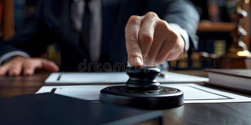 A Lawyer in the Office Puts a Seal Stock Illustration - Illustration of ...