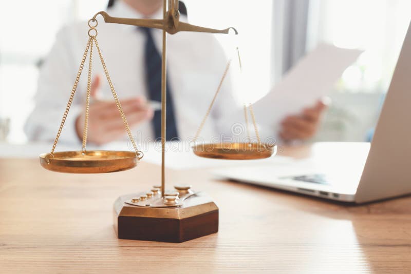 Lawyer in the Office. Scale of Justice Stock Photo - Image of justice ...