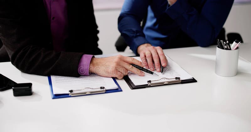 Lawyer People Review Document before Signing Stock Photo - Image of ...