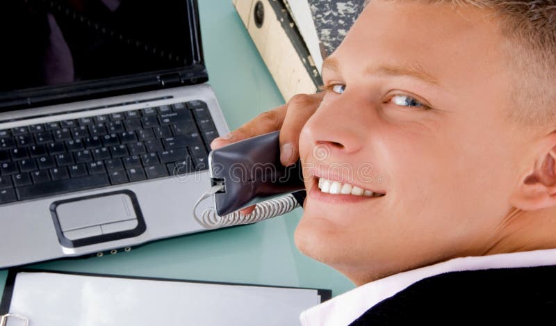 Lawyer on Phone with Laptop Stock Image - Image of consult, adult: 12911735