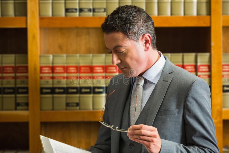 Lawyer Reading Book in the Law Library Stock Photo - Image of ...