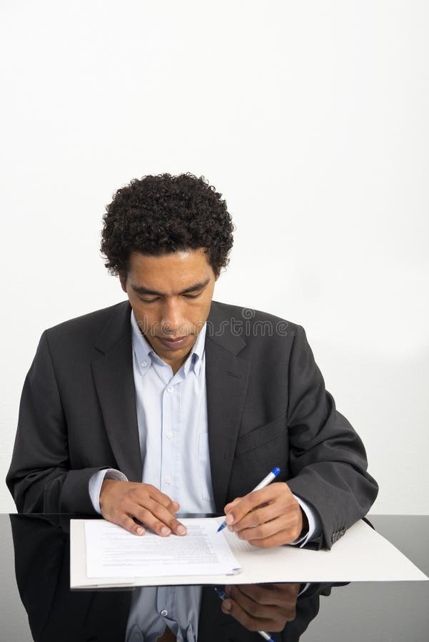 Lawyer reading a contract stock photo. Image of legality - 36691434