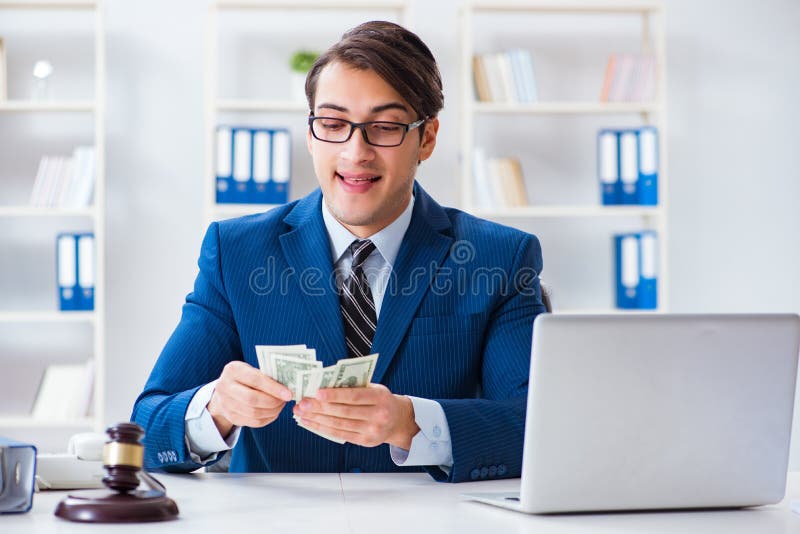 The Lawyer Receiving Money As Bribe Stock Image - Image of cash, crime ...