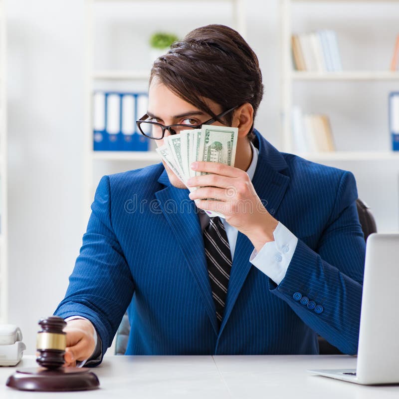 Lawyer Receiving Money As Bribe Stock Photo - Image of barrister, gavel ...
