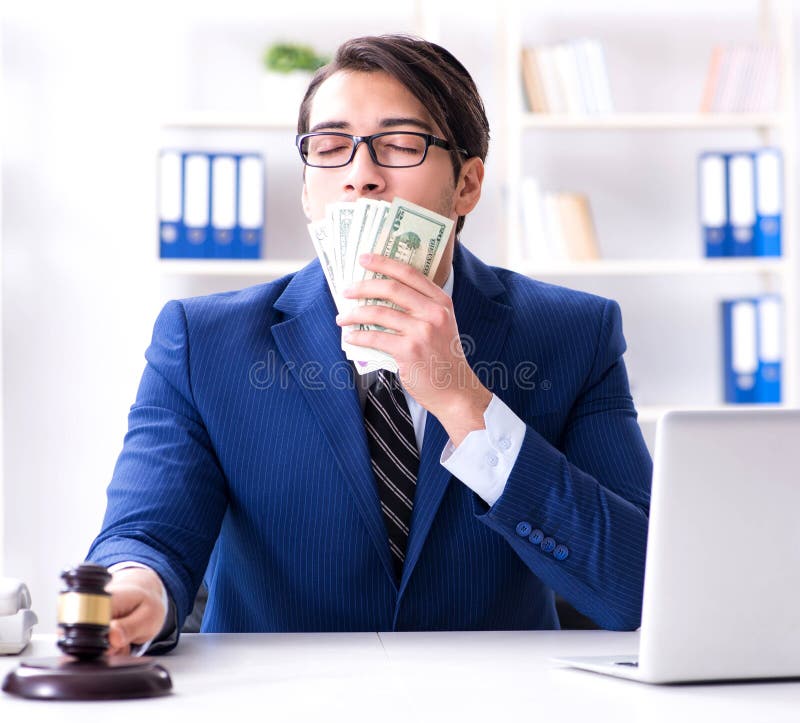 Lawyer Receiving Money As Bribe Stock Image - Image of authority, gavel ...