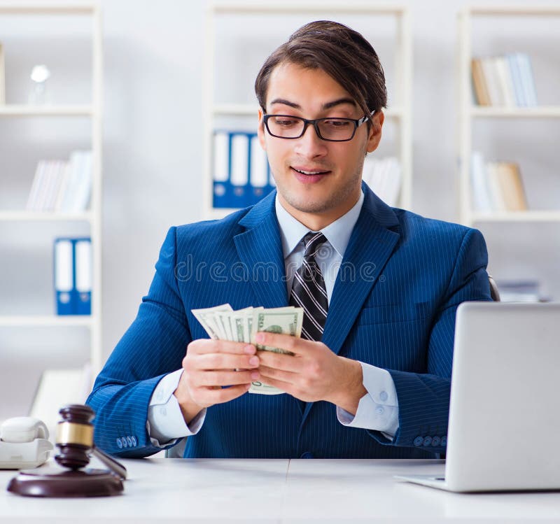 Lawyer Receiving Money As Bribe Stock Photo - Image of income, dollar ...
