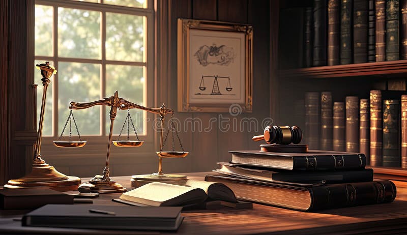 Justice Scene: Law Office stock illustration. Illustration of knowledge ...