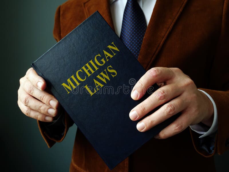 The Lawyer Shows State Michigan Law Book. Stock Photo - Image of ...