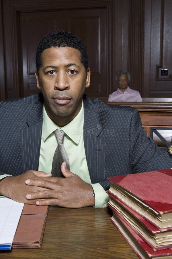 Lawyer Sitting in Courtroom Stock Photo - Image of male, knowledge ...