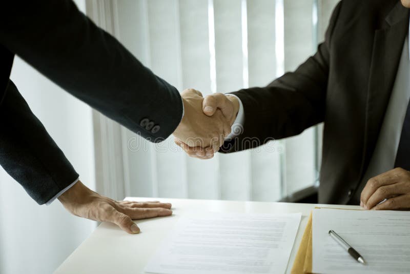 The Lawyer Stood and Handshake with Client Stock Image - Image of ...