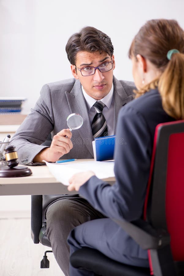 The Lawyer Talking To Client in Office Stock Image - Image of court ...