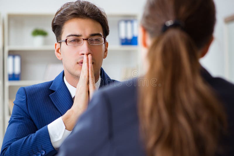The Lawyer Talking To His Client in Office Stock Photo - Image of ...