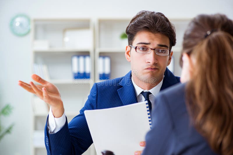The Lawyer Talking To His Client in Office Stock Photo - Image of ...