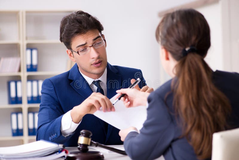 The Lawyer Talking To His Client in Office Stock Image - Image of case ...
