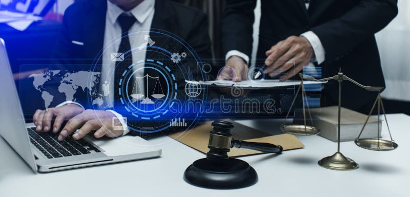 Lawyer Team Working at Law Office. Stock Illustration - Illustration of ...