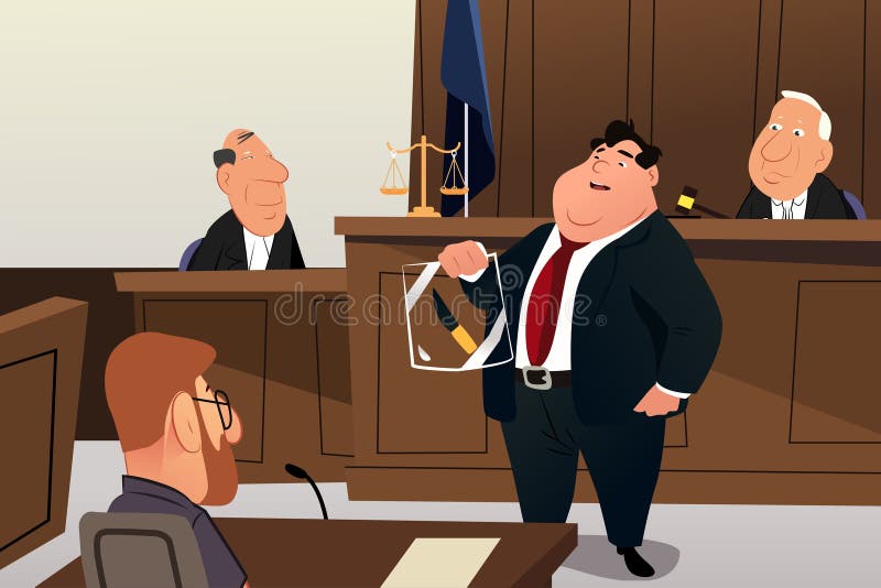 Lawyer Working on a Case in a Courtroom Vector Illustration Stock ...