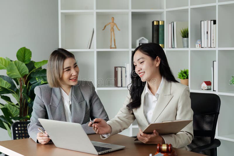 Lawyer Working with Client Discussing Contract Document in Office, Consulting To Help Customer ...