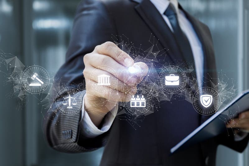 Lawyer Works on a Virtual Screen with a Structure of Legal Services ...