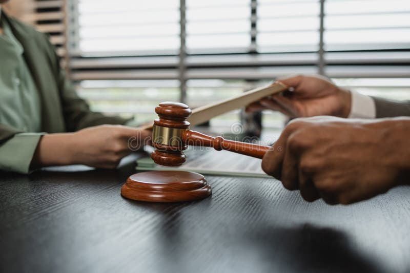 Lawyers Looking through Client Document Together, Lawyer Team Doing ...