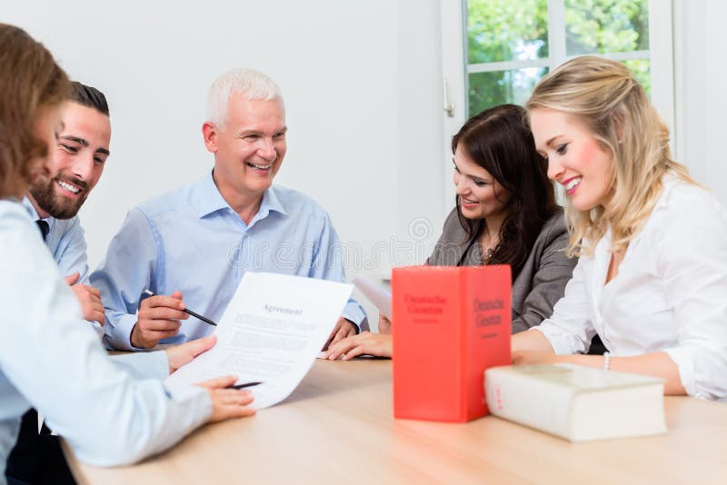 Lawyers in Meeting Negotiating Agreement Stock Image - Image of ...