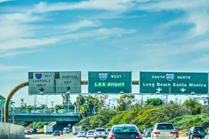 Los Angeles Exit Sign in 101 Freeway Stock Image - Image of road ...