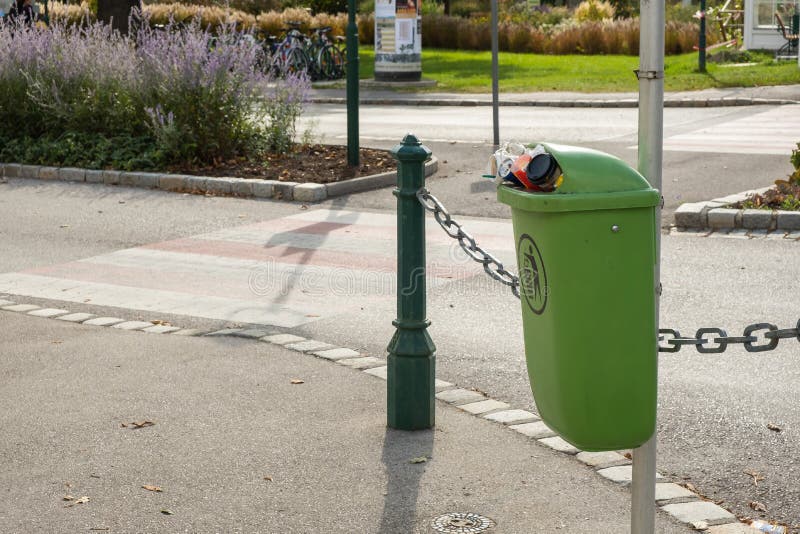 View of Public Garbage Bin or Trash Container for Clean Streets in ...