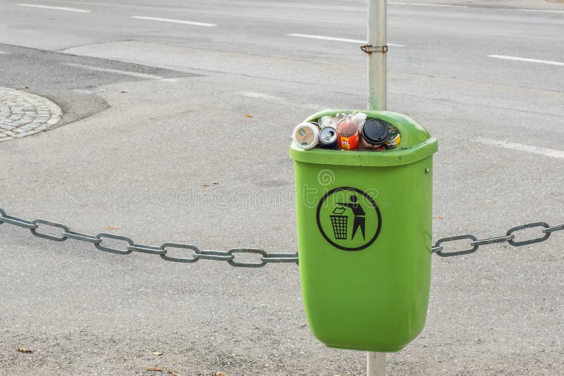 View of Public Garbage Bin or Trash Container for Clean Streets in ...