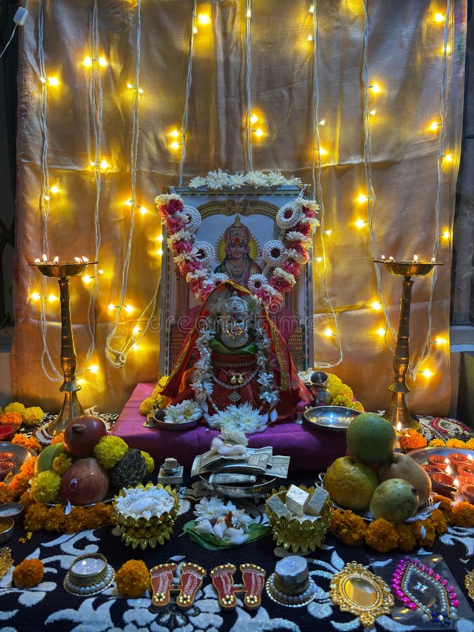Laxmi Pooja on Diwali in India Stock Image - Image of lamp, festival ...