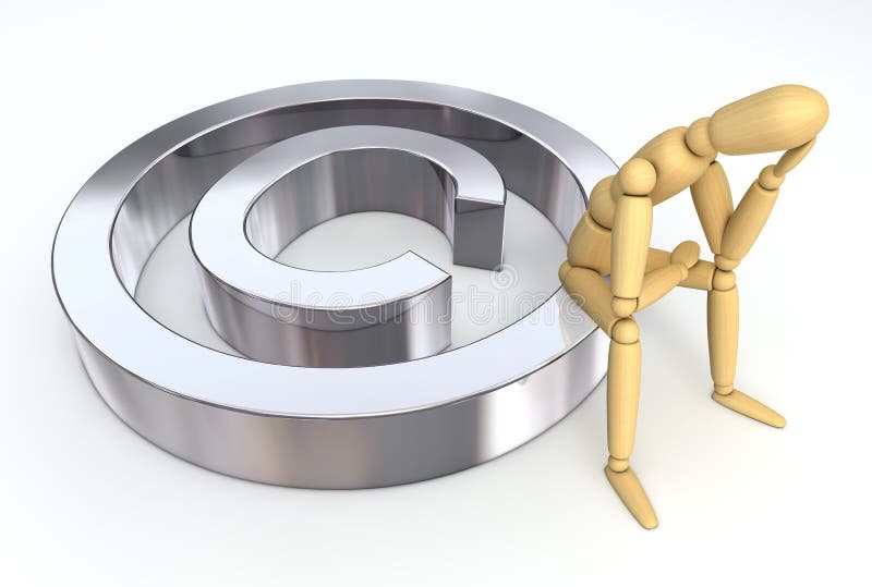 Lay Figure Sitting on Copyright Symbol Stock Illustration ...