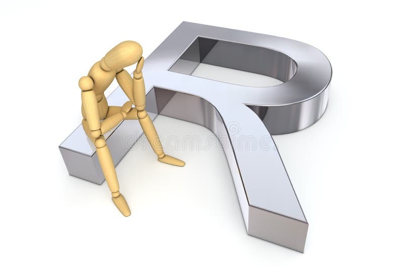 Lay Figure Sitting on Rand Symbol Stock Illustration - Illustration of ...