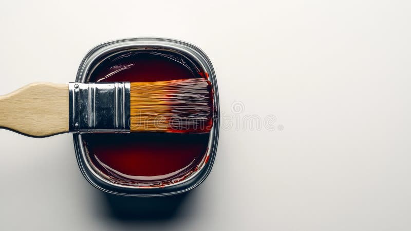 Lay Flat Paint Brush on Paint Can, Top View Stock Photo - Image of ...