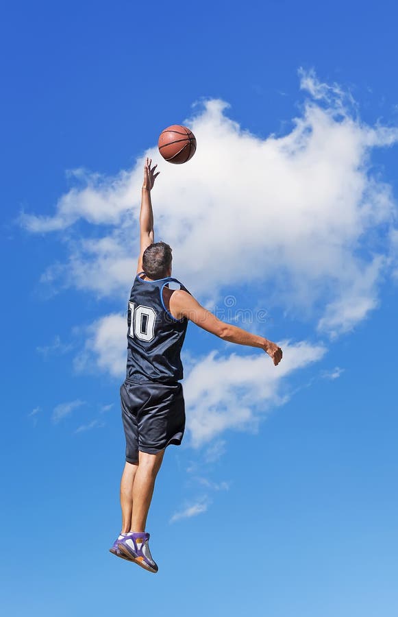 Lay up in the sky stock photo. Image of exercise, onehanded - 37508750