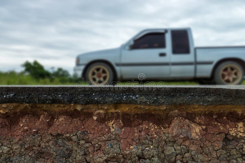 The Layer of Asphalt Road with Soil and Rock Stock Image - Image of ...