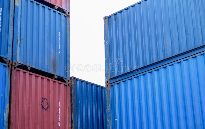 The Layer of Cargo Container in Shipping Area with Day Light Stock ...