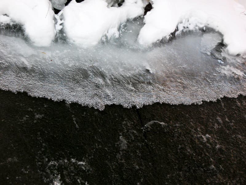 The Layer of the Crystalline Crust of Ice Covers the Surface of the ...