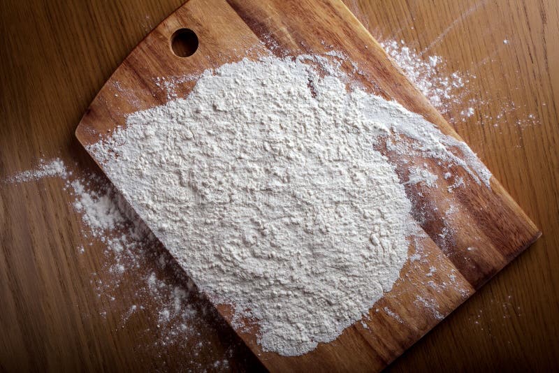 Layer of Flour on Cutting Board Stock Photo - Image of kitchen, form ...
