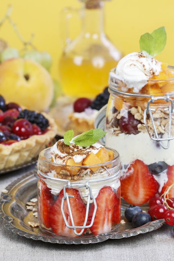 Layer Fruit Dessert in Glass Container. Summer Party Stock Photo ...