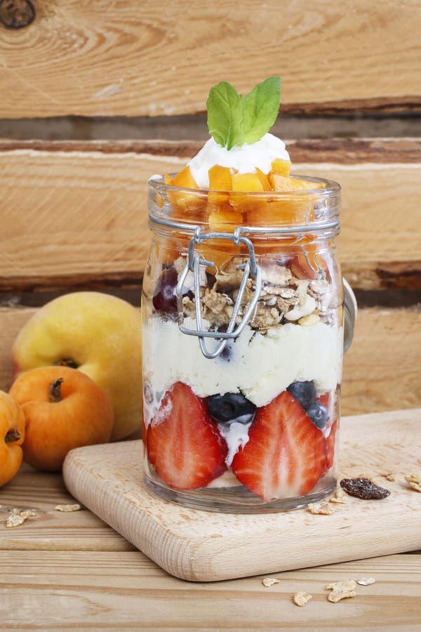 Layer Fruit Dessert in Glass Container. Summer Party Stock Image ...