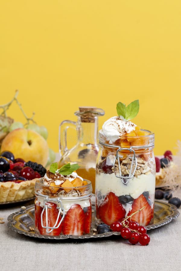 Layer Fruit Dessert in Glass Container Stock Photo - Image of fresh ...