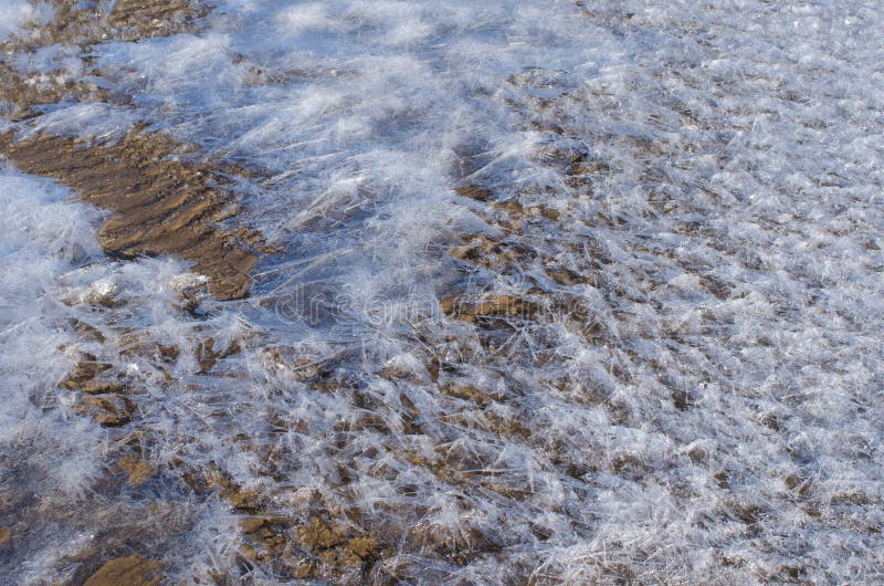 Layer of ice on sand stock image. Image of abstract, winter - 88482153