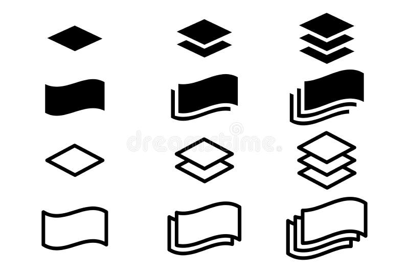 Layer Icon Set. Glyph and Outline Layer Sign Stock Vector ...