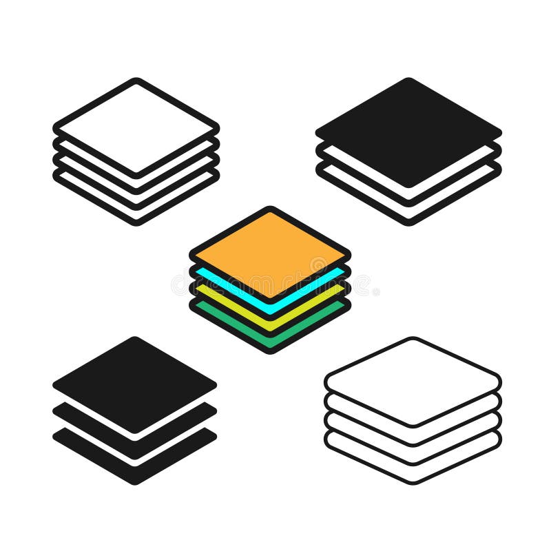 Layer Icon Set Vector Illustration. Flat Layer Icon Stock Vector ...
