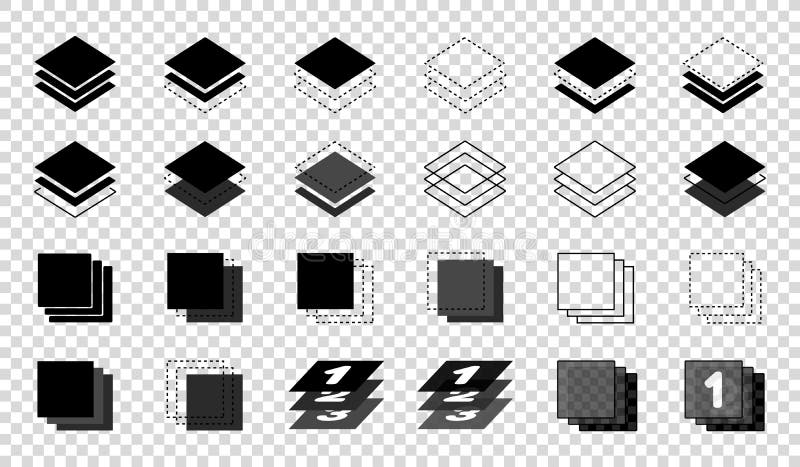 Layer Icons Set - Different Vector Illustrations Isolated on ...