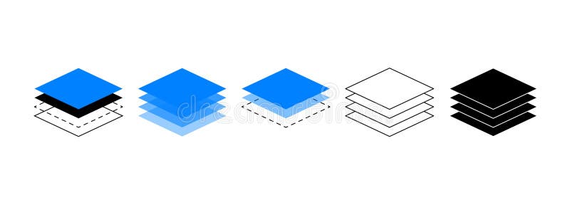 Layer Line Icon Set. Layers in Different Design and Various Positions ...