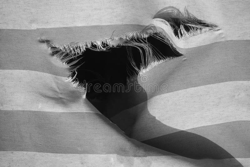 Layer Striped Stripped Mattress of Teared Rag Spread Isolated. Stained ...