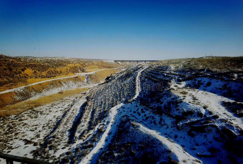 Gully covered with snow stock photo. Image of covered - 178626640