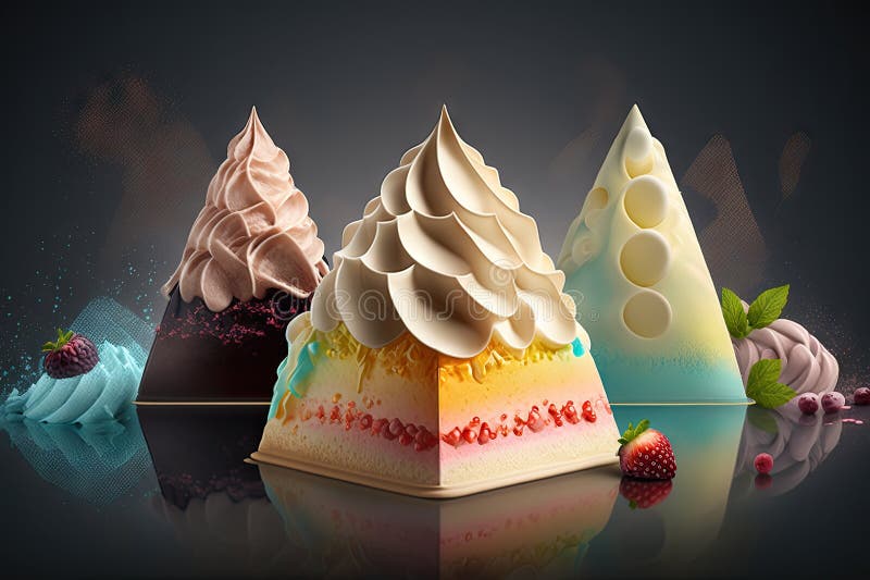 Layer Triangular Meringue Cake Confectionery with Different Flavors ...