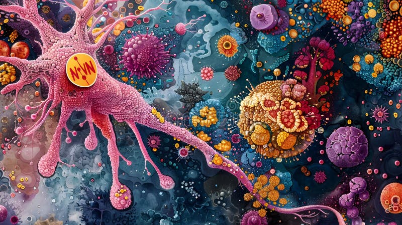 Layered Abstract Depiction of Immune Cell Functions Stock Illustration ...